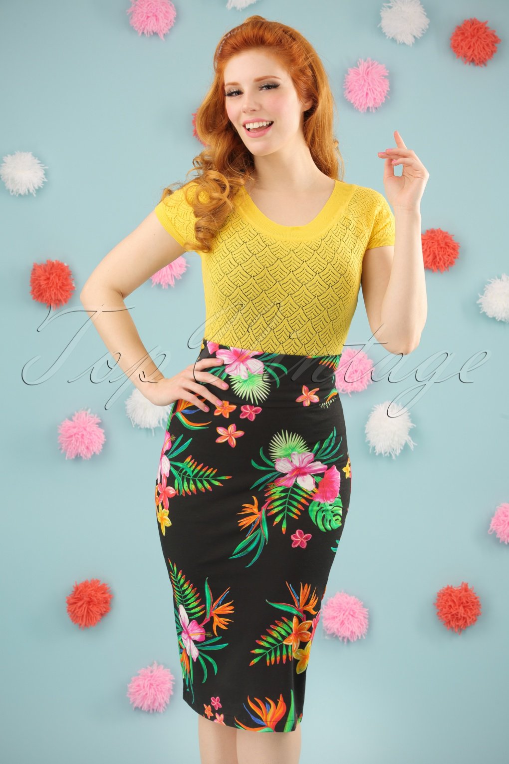 60s Nice Paradise Skirt in Black - Vintage Kleider & Rockabilly Kleider ...